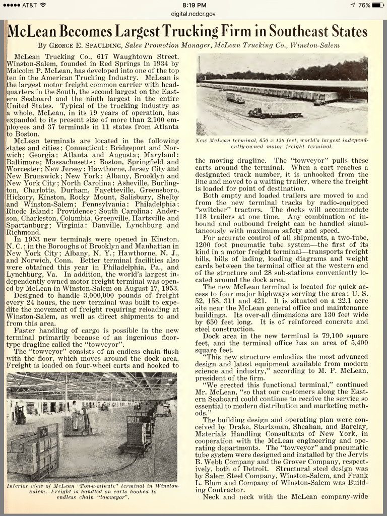 McLean Trucking Company in 1953 – lessthantruckloadhistory