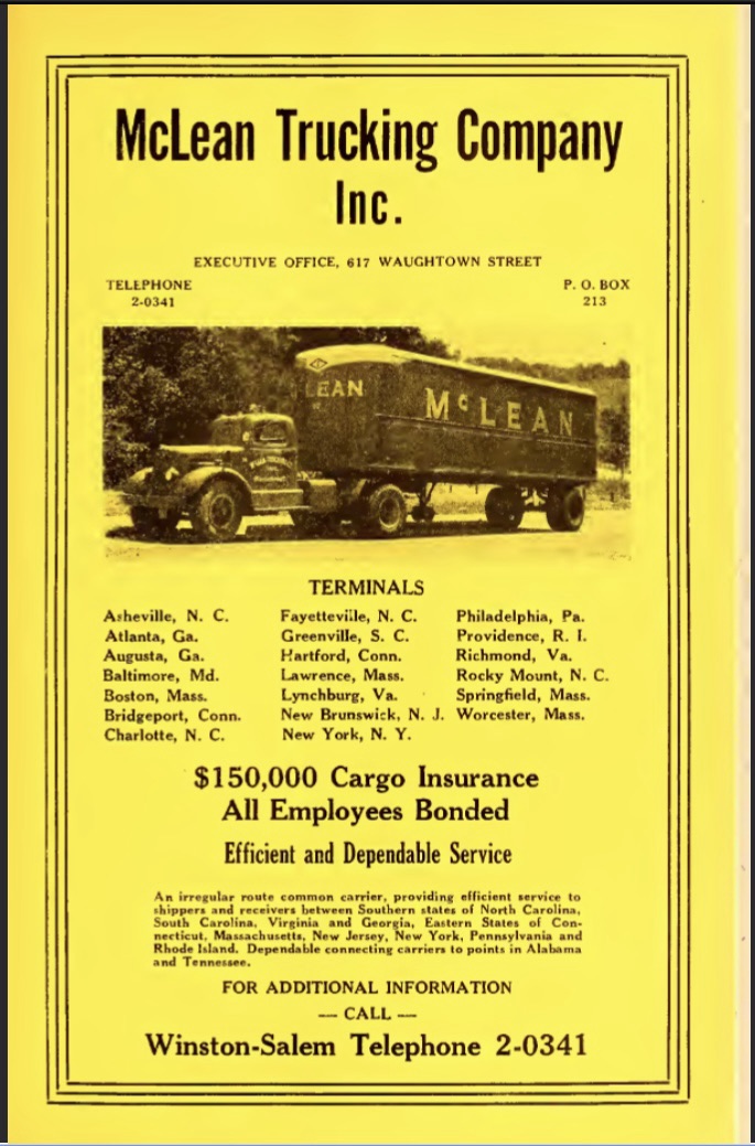 McLean Trucking 1948 Advertising – lessthantruckloadhistory